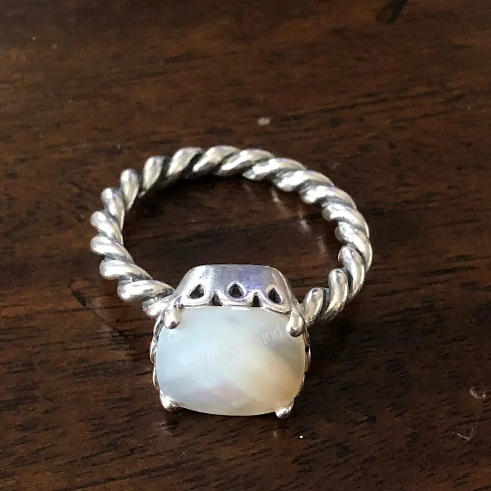 Pandora | Jewelry | Pandora Cushion Cut Mother Of Pearl Sterling Silver ...